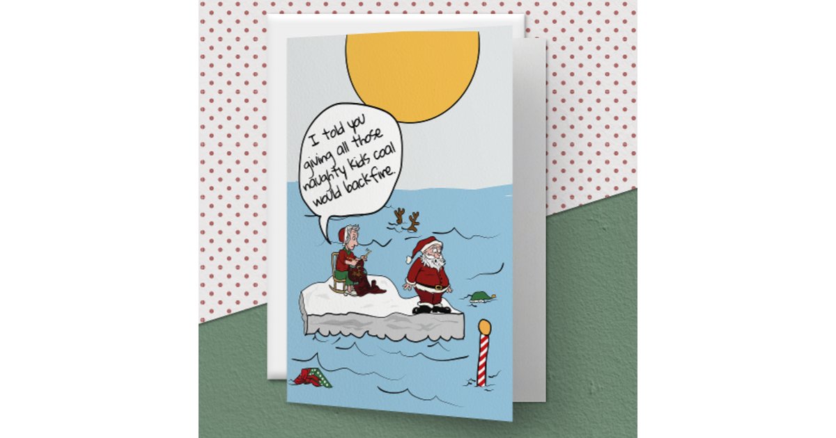 Global Warming Santas Climate Change Christmas Holiday Card | Zazzle