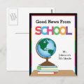 Globe & Books | Good News From School Postcard | Zazzle