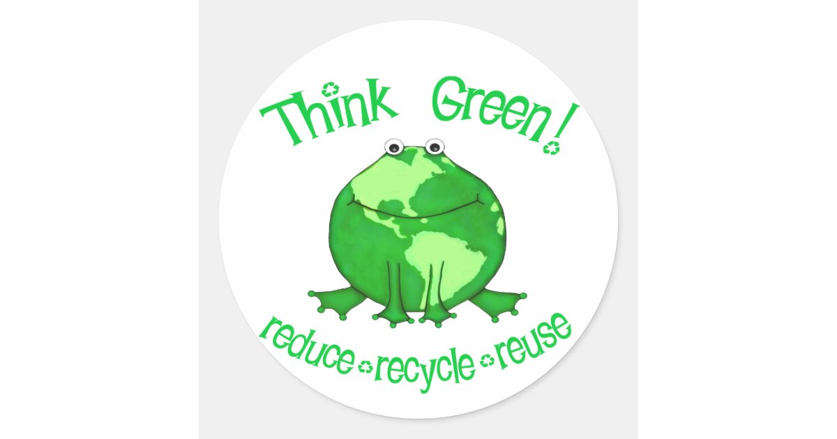 Globe Frog Environment Recycle Sticker | Zazzle