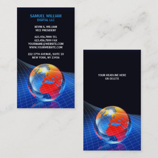 Globe Grid Business Card | Zazzle