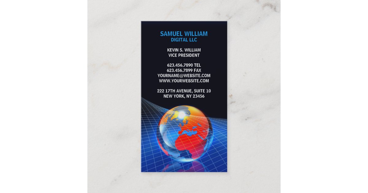 Globe Grid Business Card | Zazzle