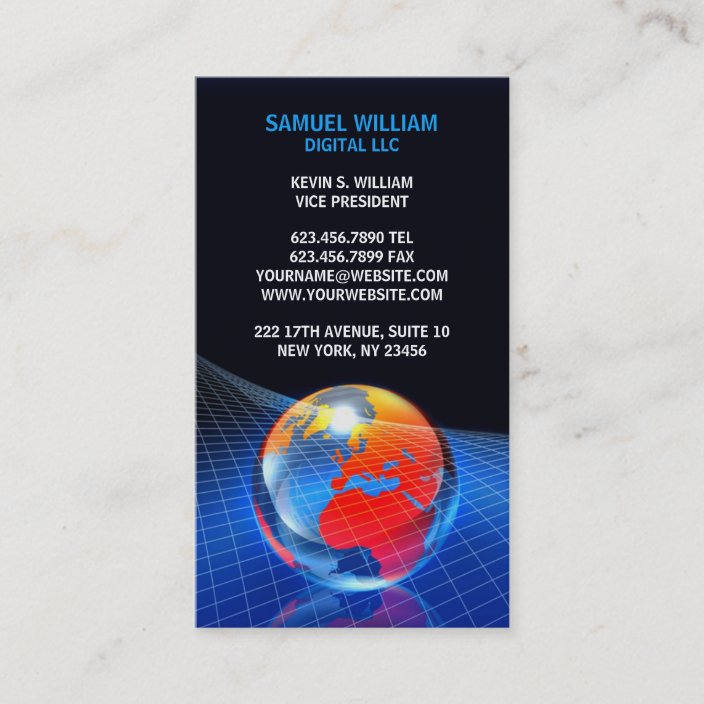 Globe Grid Business Card | Zazzle.com
