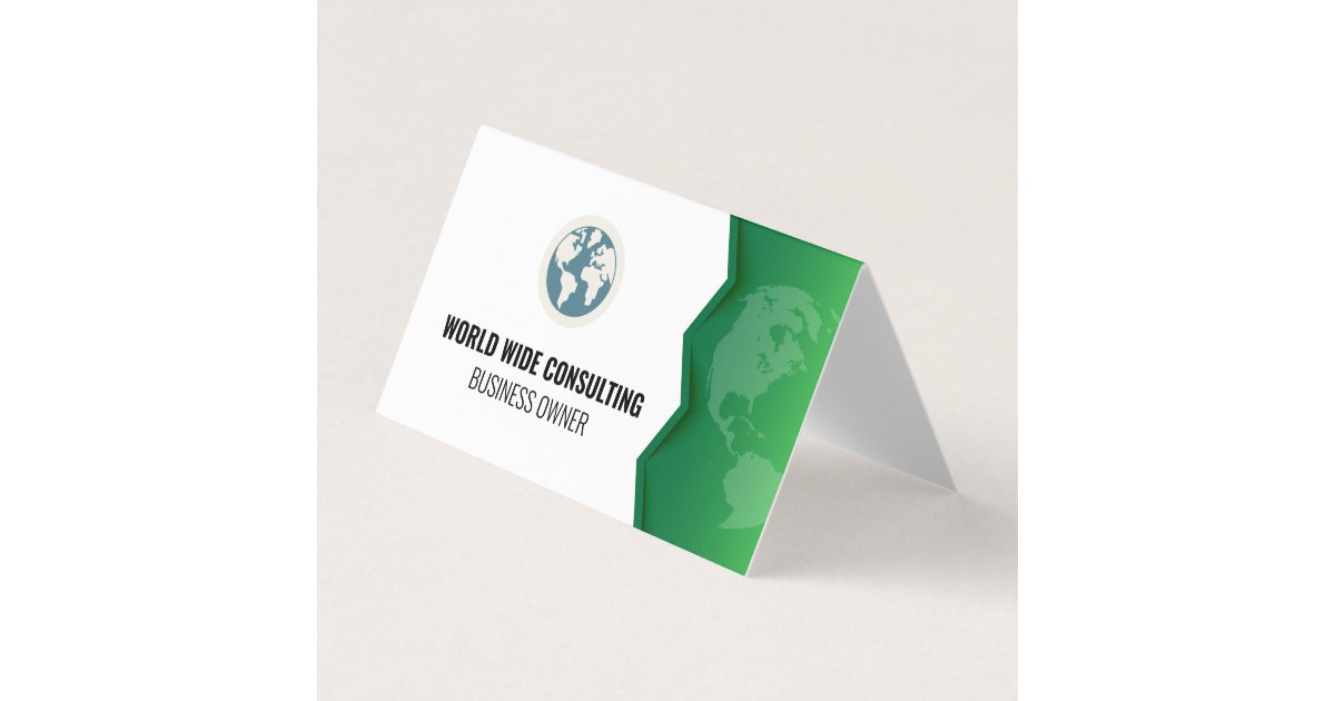 Globe Icon | Green Earth Business Card | Zazzle