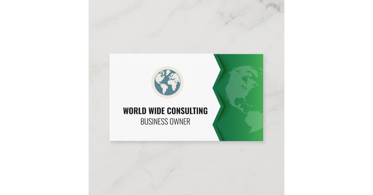Globe Icon | Green Earth Business Card | Zazzle
