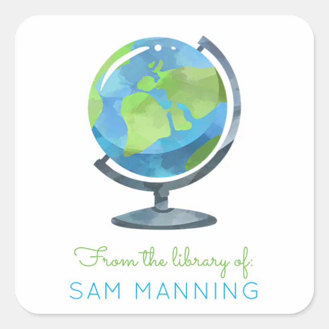 Globe Library Bookplate | Zazzle