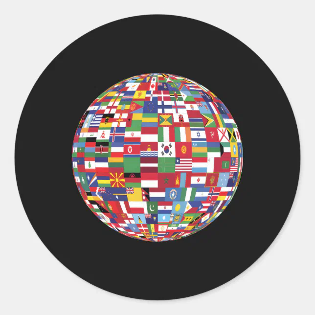 Globe Of Flags World Map Atlas Classic Round Sticker | Zazzle