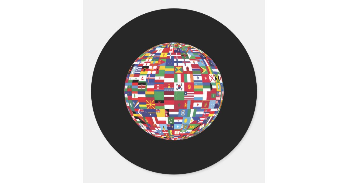Globe Of Flags World Map Atlas Classic Round Sticker | Zazzle