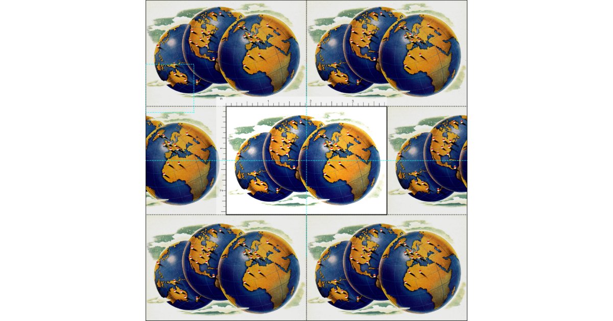 globe print fabric | Zazzle