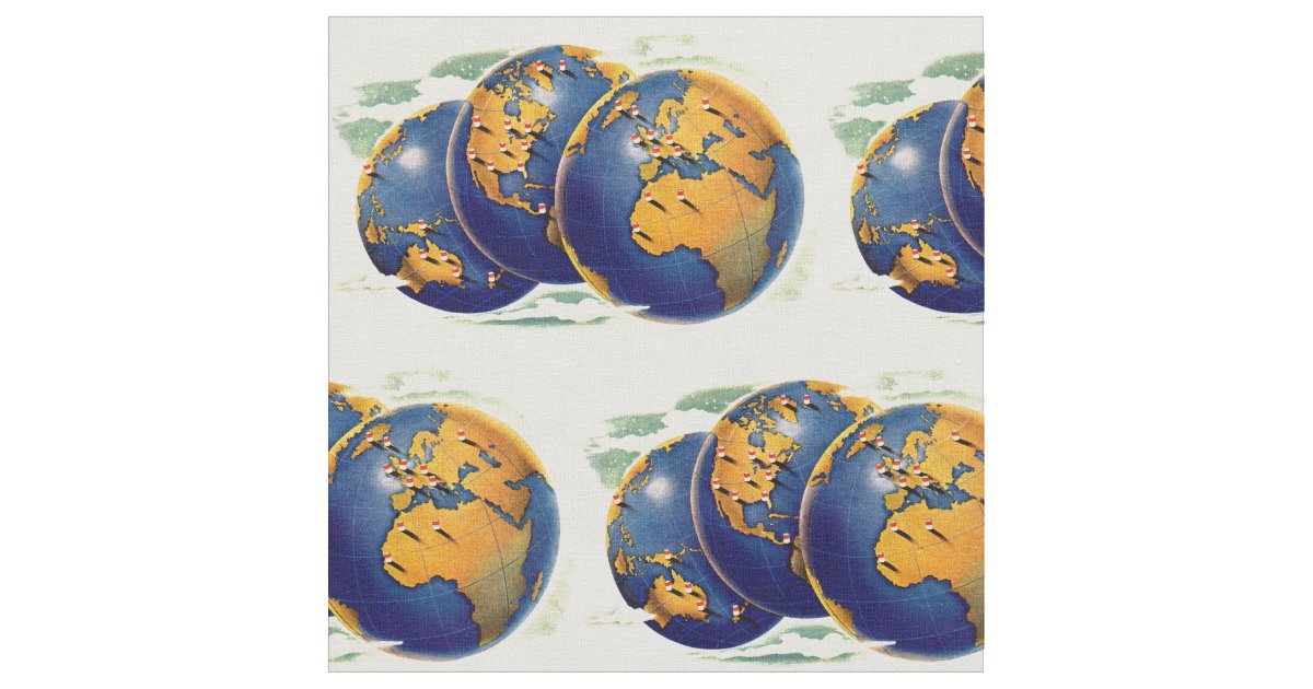 globe print fabric | Zazzle