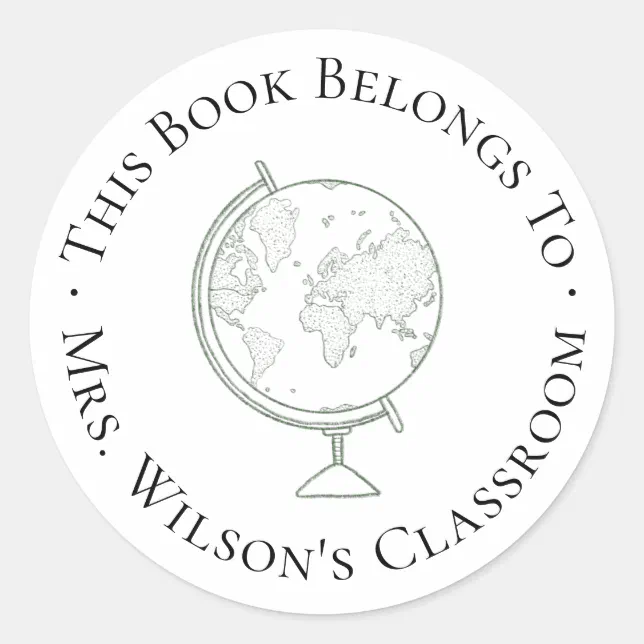 Globe Teacher Bookplate Label | Zazzle
