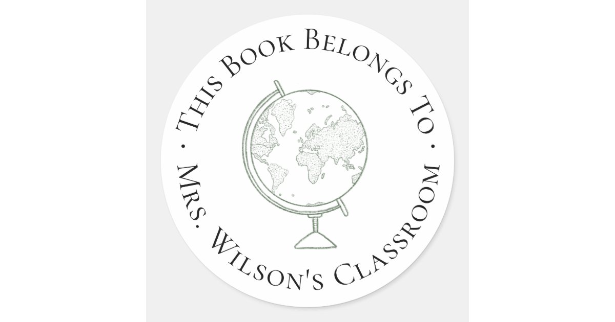 Globe Teacher Bookplate Label | Zazzle