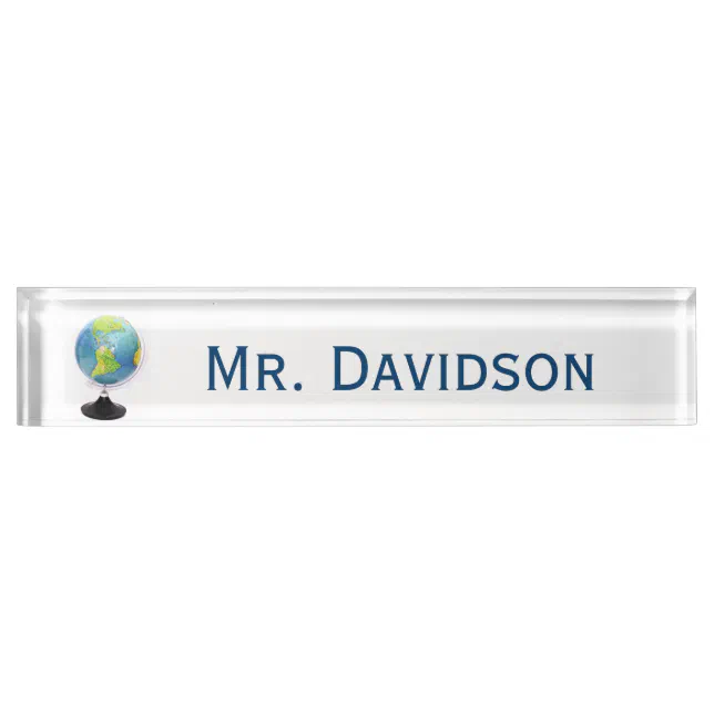 Globe Teacher's Custom Desk Nameplate | Zazzle