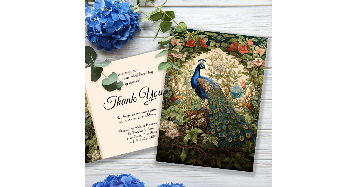 Glorious Peacock Vintage Thank You Notes | Zazzle