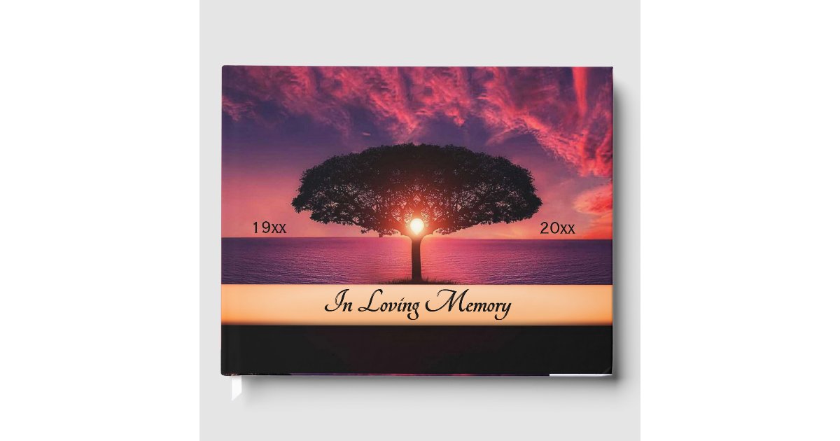 Glorious Setting Sun Funeral Guest Book | Zazzle