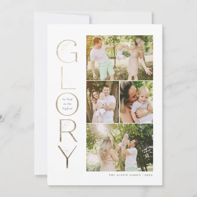 Glory to God Faux Gold Foil Religious Christmas Holiday Card | Zazzle