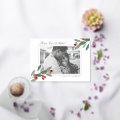 Glory to God Greenery Berries & Script Photo Gold Foil Holiday Card ...