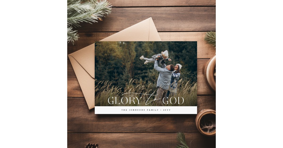 Glory to God Religious Christian Family Christmas Holiday Card | Zazzle