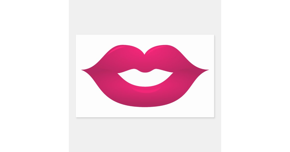 Glossy Dark Pink Lips Rectangle Stickers | Zazzle