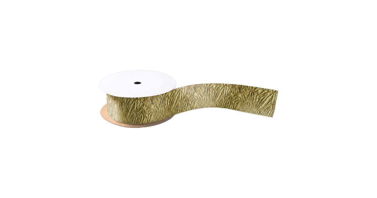 Glossy gold foil satin ribbon | Zazzle