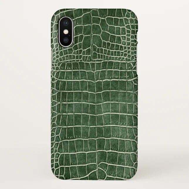 Glossy Green Faux Crocodile Leather iPhone Case | Zazzle