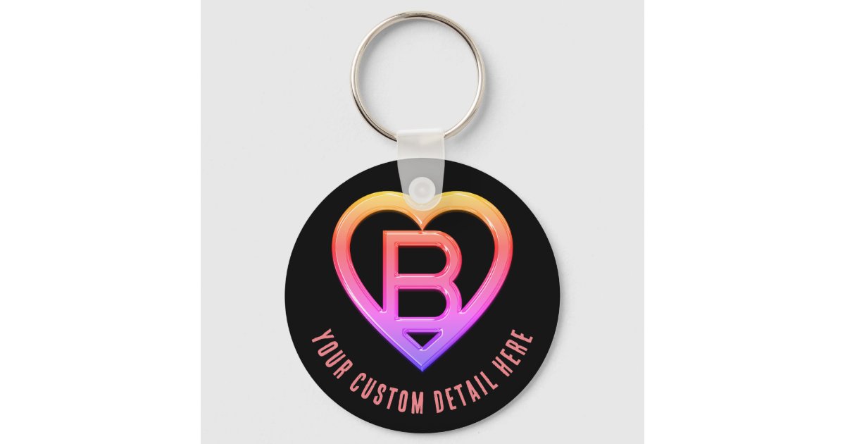Glossy Heart initial Letter B Keychain | Zazzle
