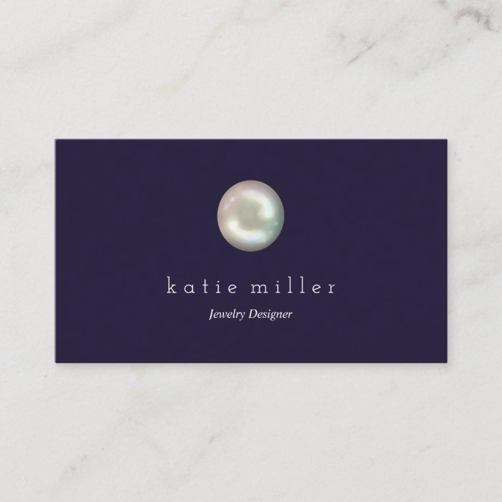 Glossy Pearl Navy Blue Jewelry Designer Business Card | Zazzle.com
