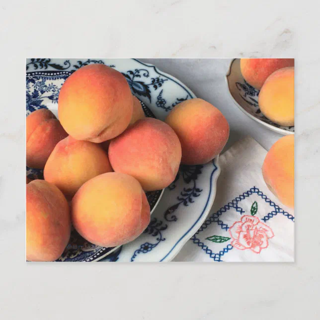 Glossy Postcard: Peaches & Antique China Postcard | Zazzle