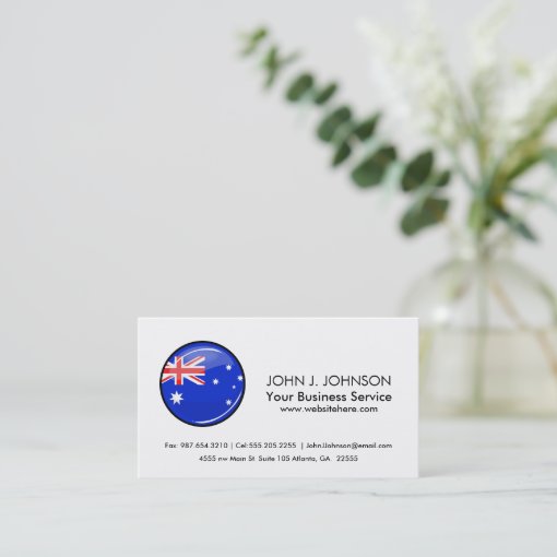 Glossy Round Australian Flag Business Card | Zazzle