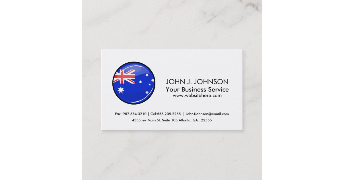 Glossy Round Australian Flag Business Card | Zazzle