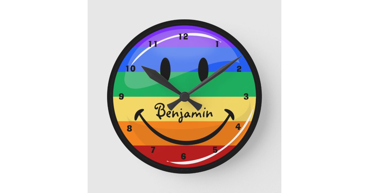 Glossy Round Gay Pride Flag Round Clock | Zazzle