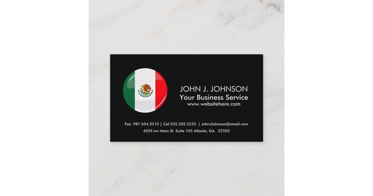 Glossy Round Mexican Flag Business Card | Zazzle