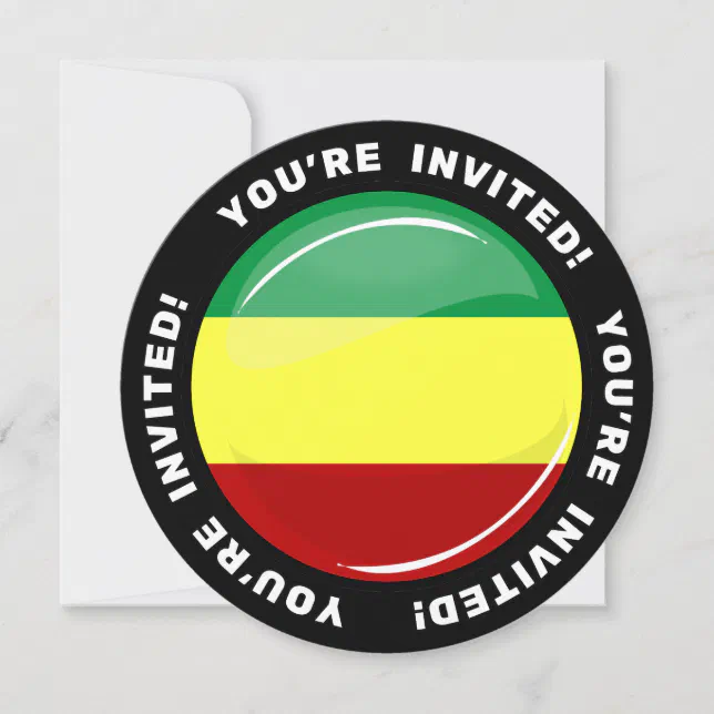Glossy Round Rasta Flag Custom Invite Template | Zazzle
