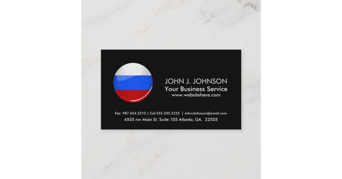 Glossy Round Russia Flag Business Card | Zazzle