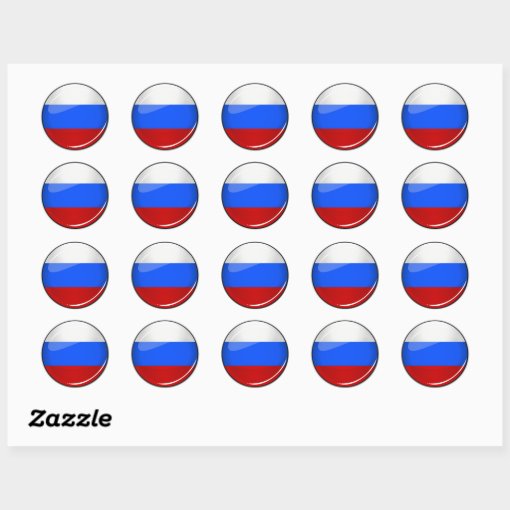 Glossy Round Russia Flag Classic Round Sticker | Zazzle