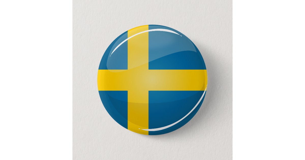 Glossy Round Swedish Flag Button | Zazzle