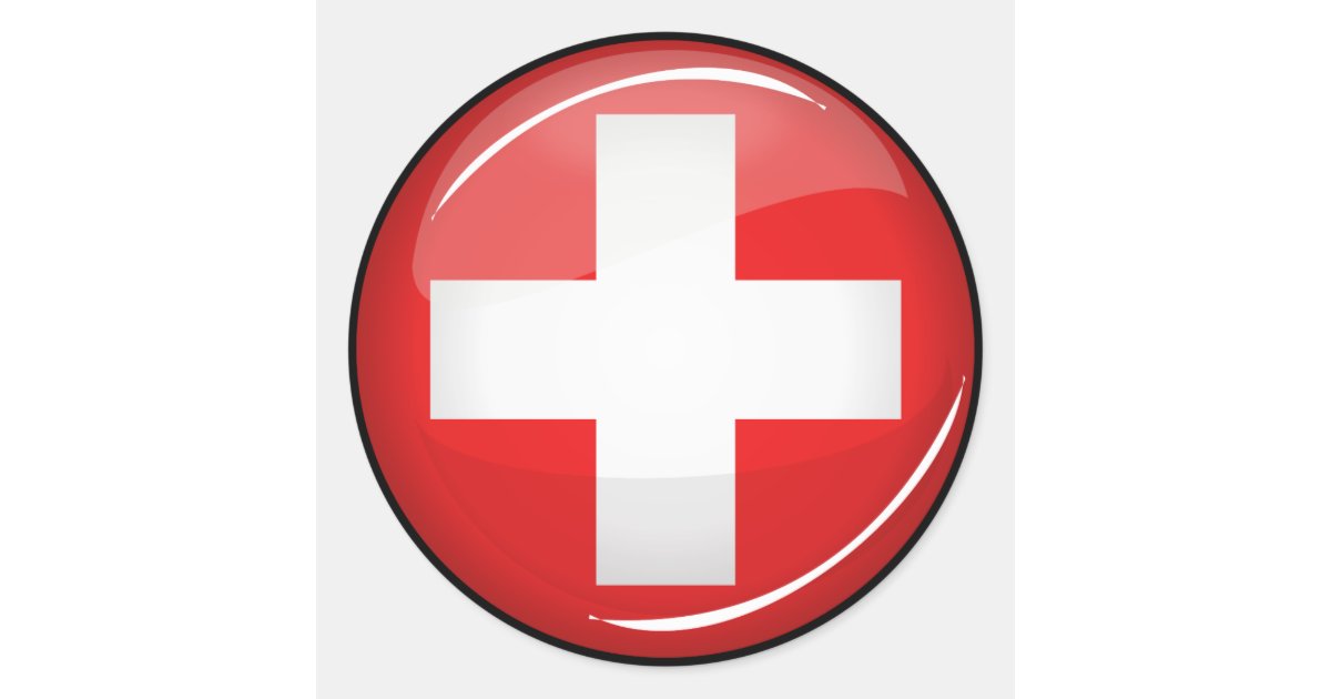 Glossy Round Swiss Flag Classic Round Sticker | Zazzle