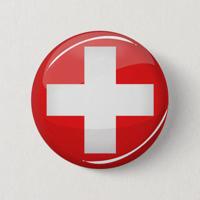 Glossy Round Swiss Flag Pinback Button | Zazzle