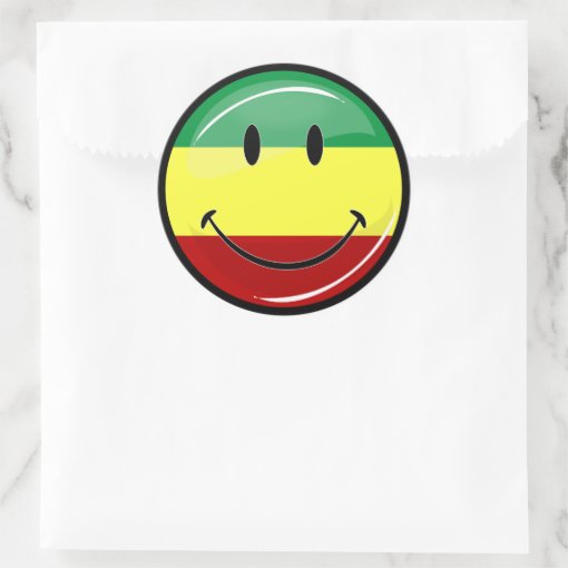 Glossy Smiling Rasta Colors Flag Classic Round Sticker | Zazzle