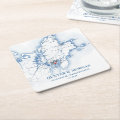 Gloucester Massachusetts Navy Blue Map Wedding Square Paper Coaster ...