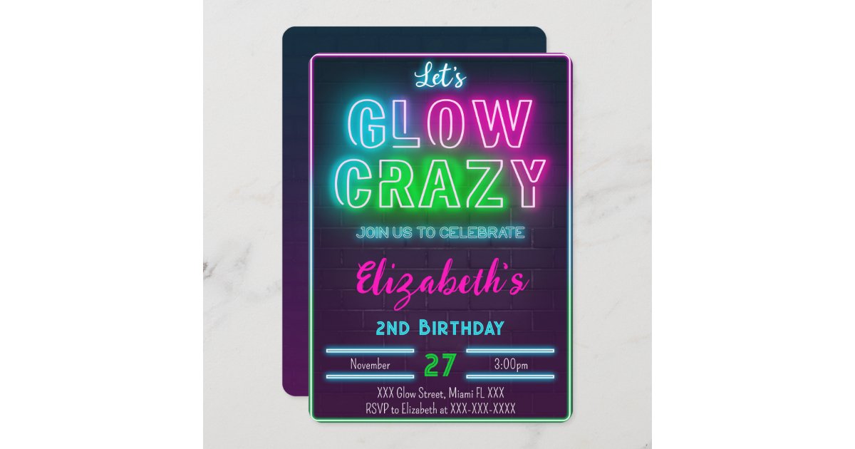Glow Birthday Invitation | Zazzle