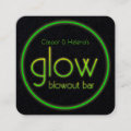Glow Blowout Bar Add Your Name Neon Green Square Business Card | Zazzle