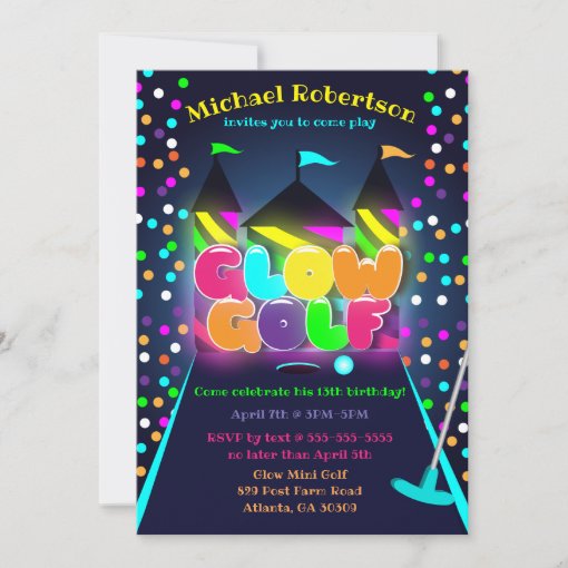 GLOW GOLF PARTY INVITATIONS | Zazzle