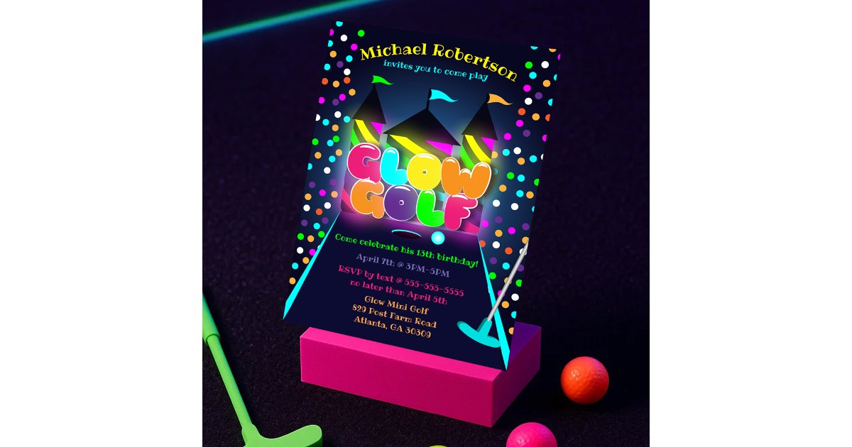 GLOW GOLF PARTY INVITATIONS | Zazzle