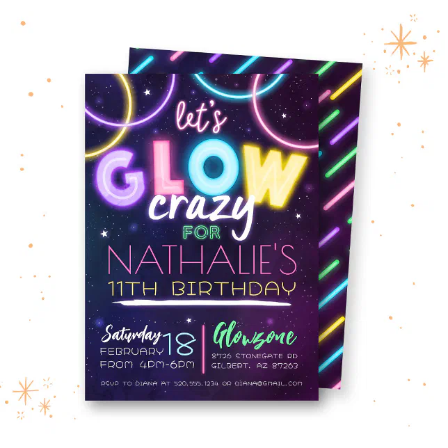 Glow in The Dark Birthday Invitation | Zazzle
