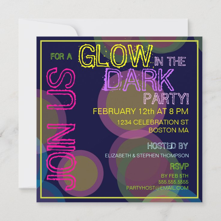 Glow in the Dark Blacklight Party Invitation | Zazzle