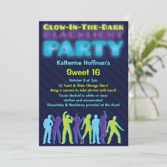 Glow in the Dark Blacklight Party Invitation | Zazzle