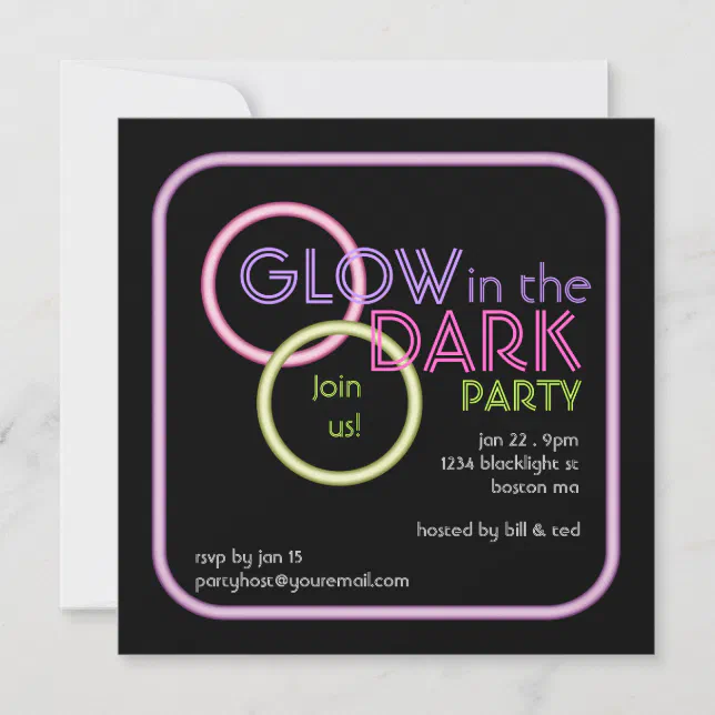 Glow in the Dark Blacklight Party Invitation | Zazzle