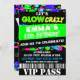 Glow in the Dark Neon Party VIP Pass Birthday Invitation | Zazzle