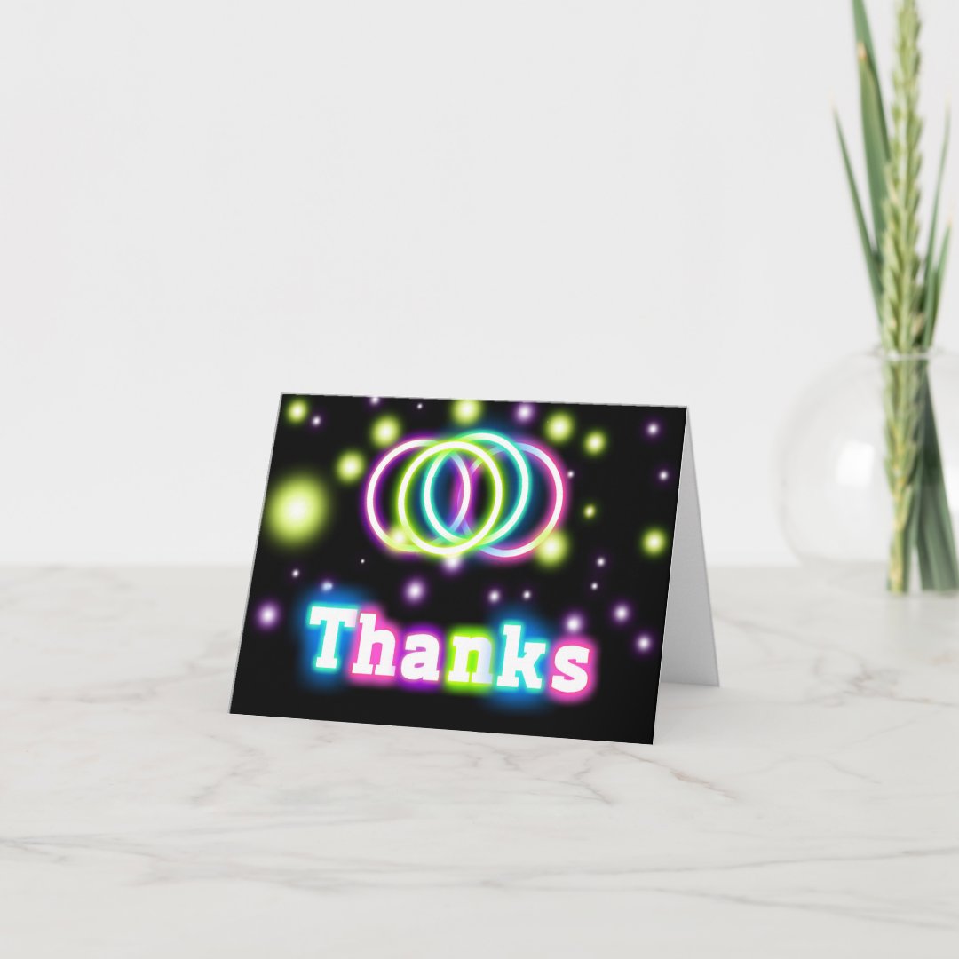Glow Neon Letters THANKS thank you Fold Card | Zazzle