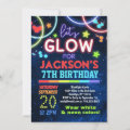 Glow Party Blue Birthday Invitation | Zazzle